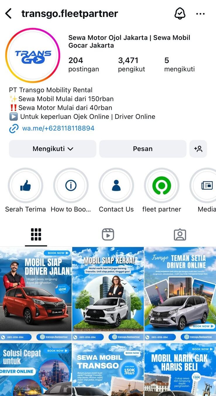 Sewa Motor Murah untuk ojol di jakarta 2025 - Sewa Motor Mobil Ojol/Driver Online